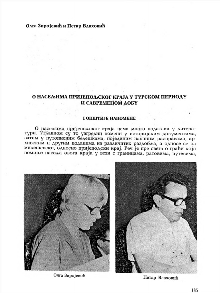 Zirojević Olga I Vlahović Petar - I Naseljima Prijepoljskog Kraja U ...