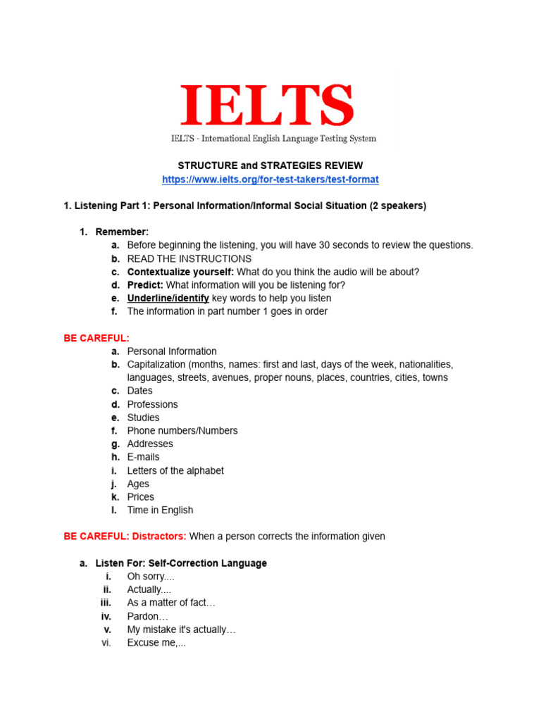 IELTS Structure and Strategies | PDF