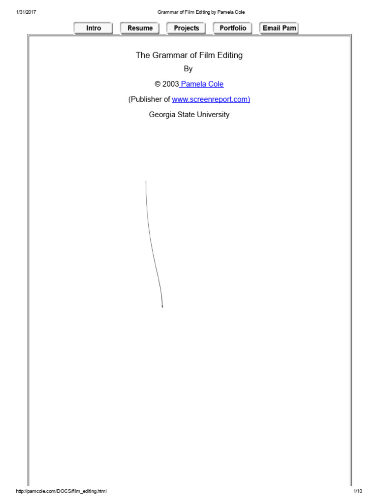 Grammar of Film Editing by Pamela Cole | PDF