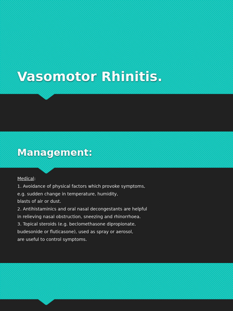 Vasomotor Rhinitis 1 | PDF