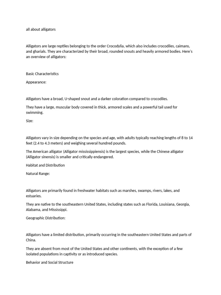 All About Alligators | PDF