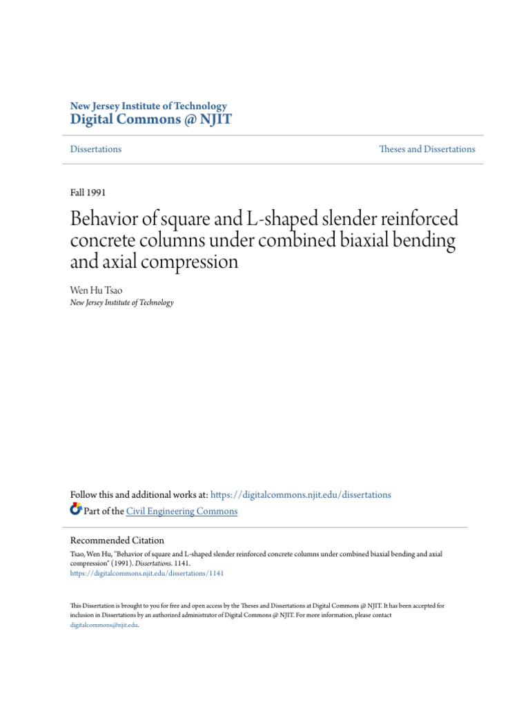 Behavior Of Square And L Shape Slender Rc Columns Under Biaxial Bending And Axial Compression Pdf