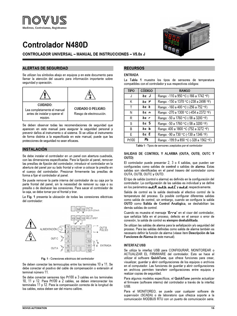 Manual Controlador de Temperatura - n480d - v50x - J - Es | PDF ...