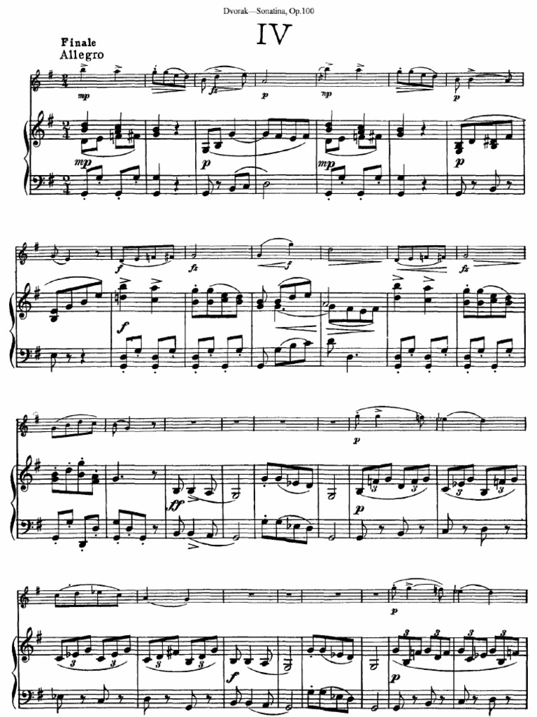 Dvorak - Sonatina in G Minor, Op. 100 (Piano) Movement 4 | PDF Dvorak - Sonatina in G Minor, Op. 100 (Piano) Movement 4 | PDF