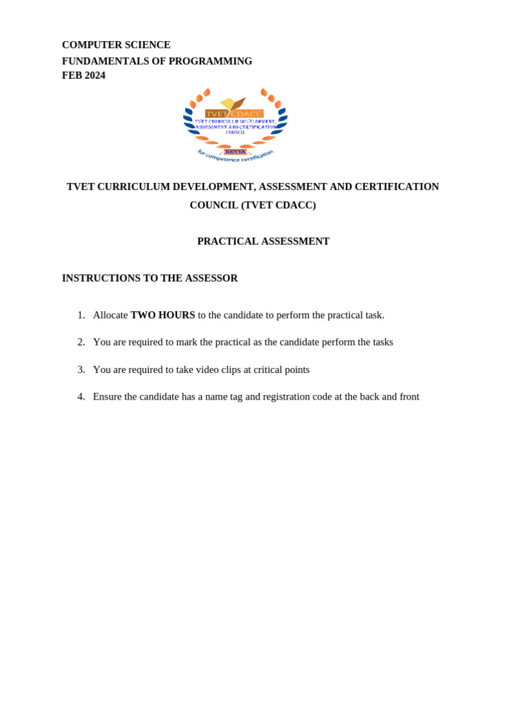 CCSB FP Sem 1 Pract Checklist | PDF