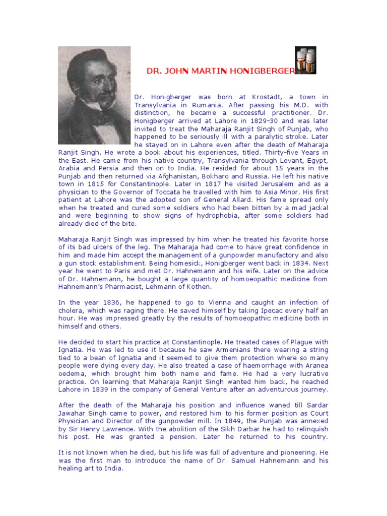 Dr. John Martin Honigberger | PDF | Medicine | Wellness