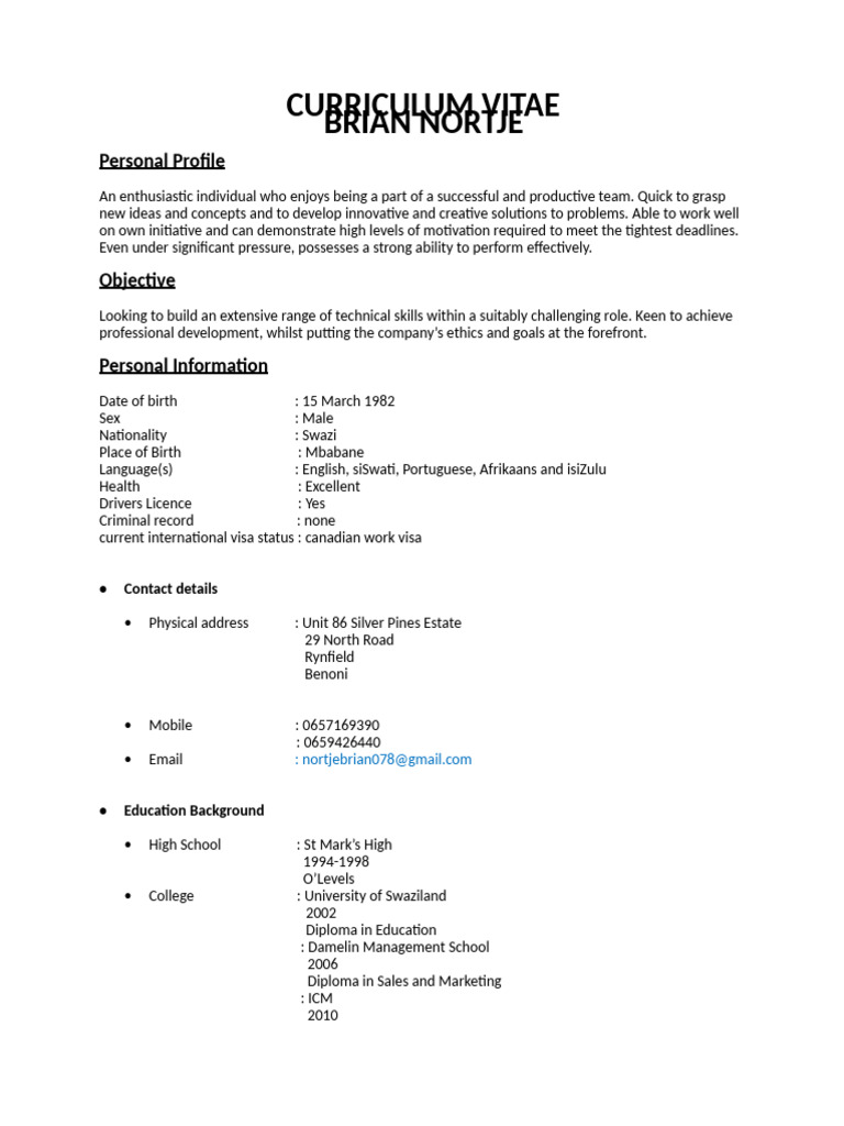 CV (1) .Docx Brian@2 | PDF