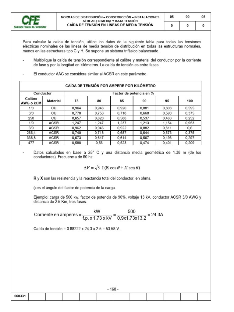050005 - Caida Tension en Lineas de M.T. | PDF