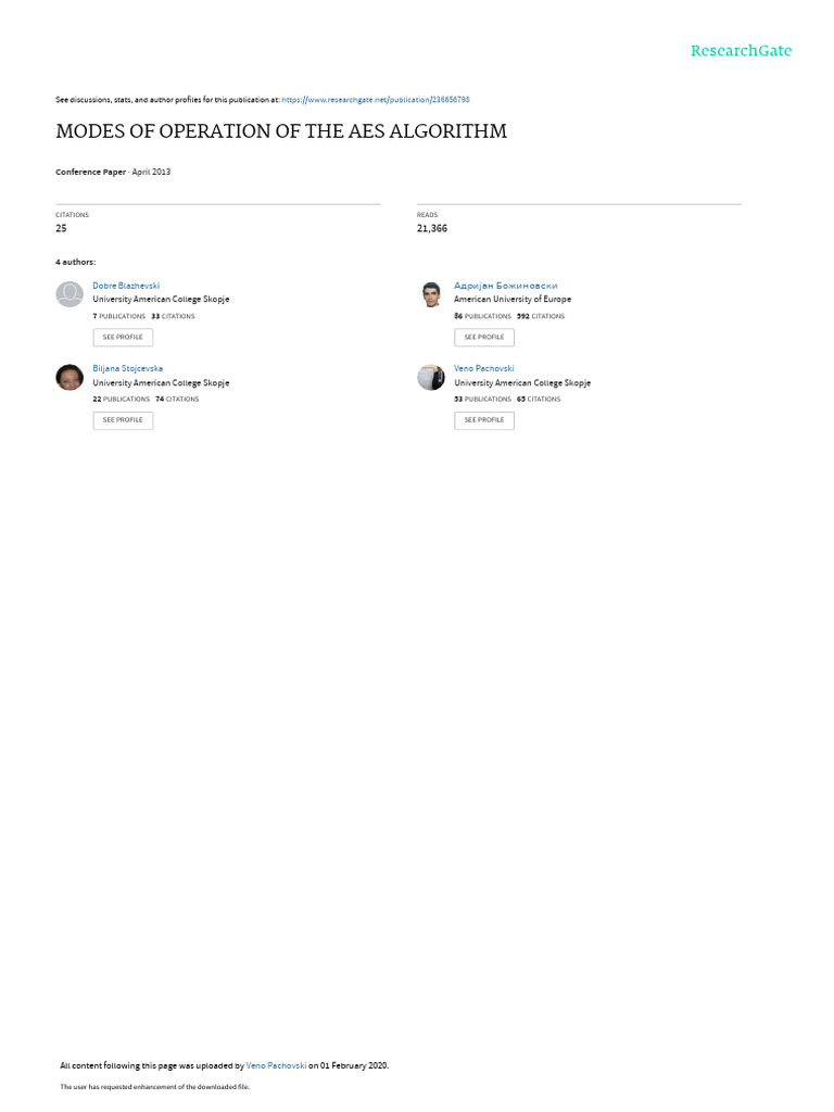 MOdes of Operations Aes | PDF