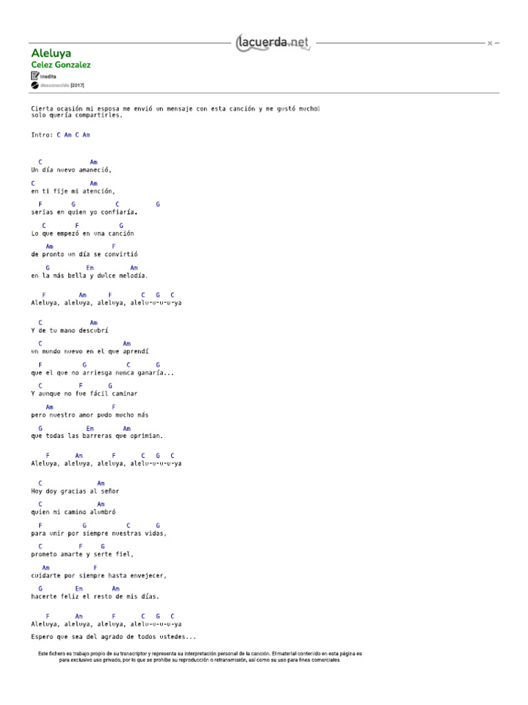 Aleluya Letra y Acordes | PDF