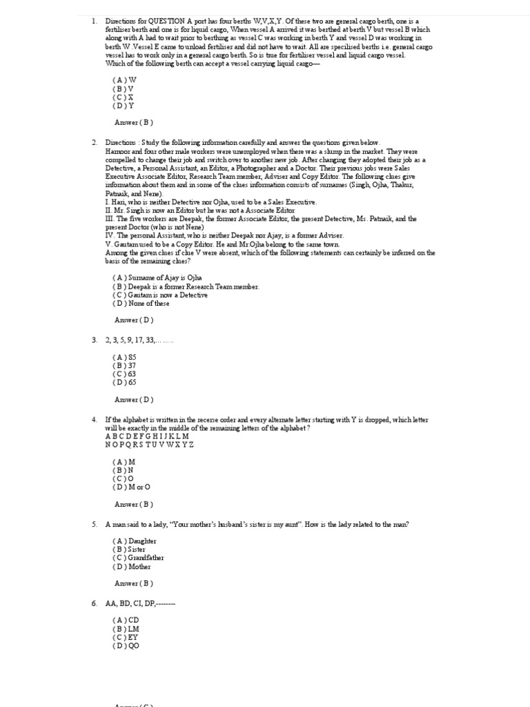 Reasoning Test - II | PDF | Postgraduate Education