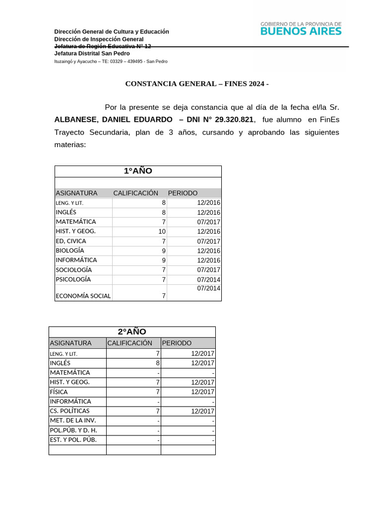 Constancia General 2023 | PDF
