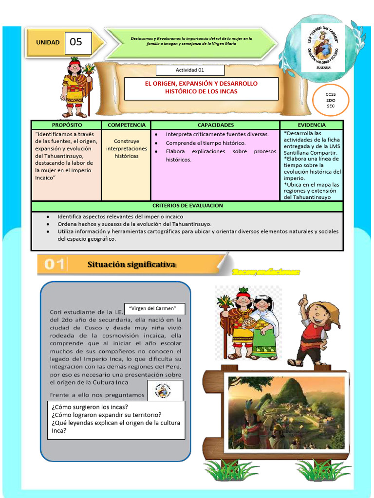 Ficha de Actividad Origen, Desarrollo y Expansión Del Imperio Incaico ...
