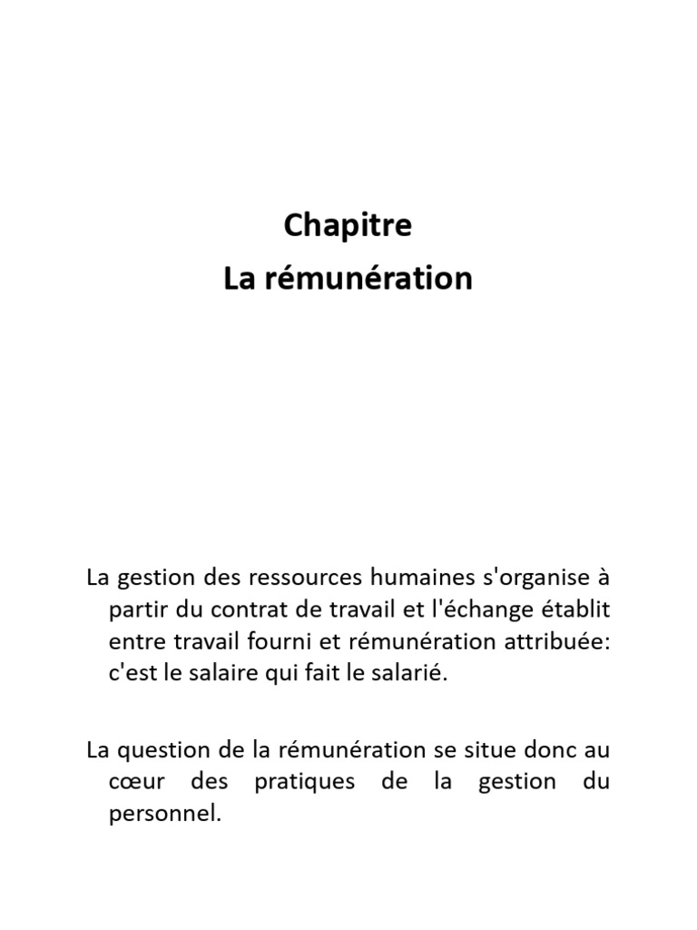 Chapitre La Rémunération | PDF