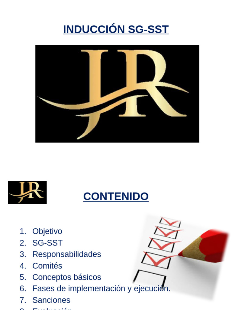 PRESENTACIÓN CAPACITACIÓN INDUCCIÓN SG-SST Reinducción | PDF