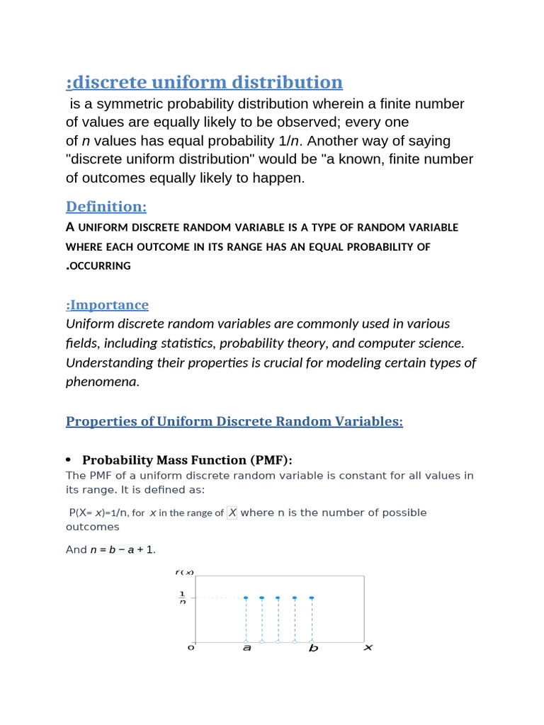 Discrete Uniform Distribution | PDF