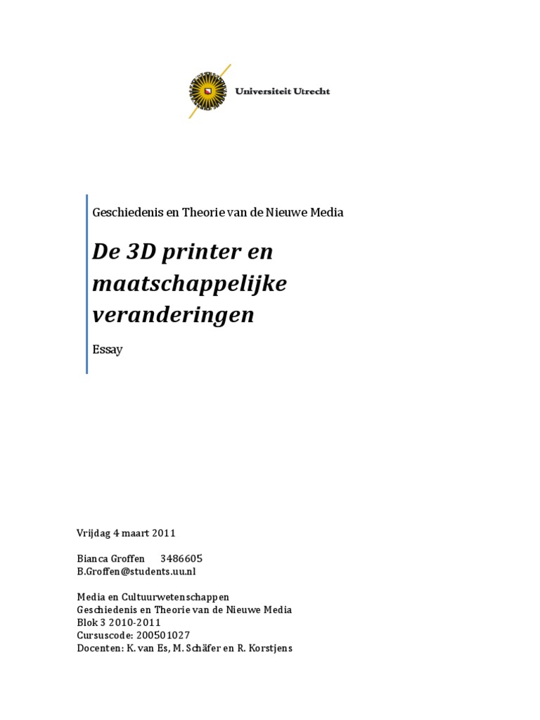 Essay 3D Printer | PDF
