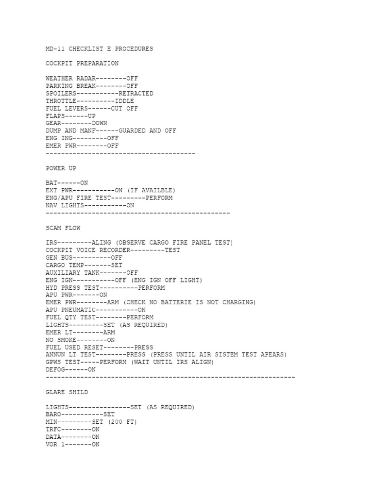 MD 11 Checklist e Procedures | PDF