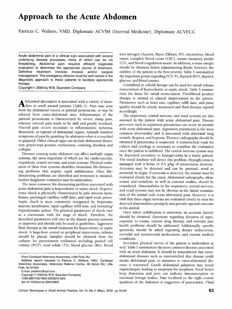 Approach To The Acute Abdomen | PDF