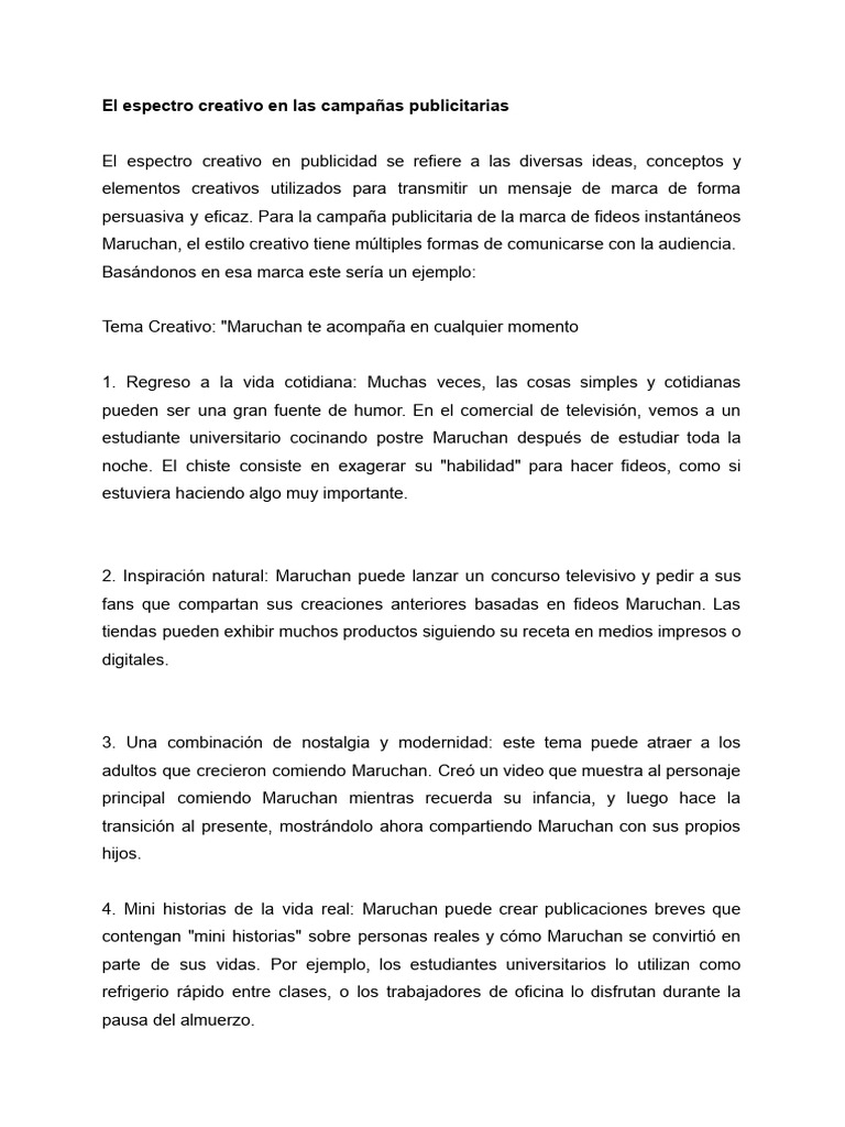 El Espectro Creativo en Las Campañas Publicitarias. Creando El Concepto ...