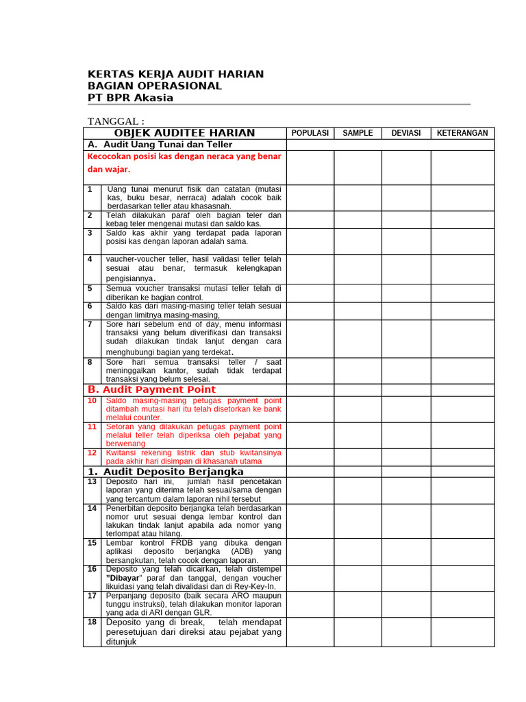 Contoh Kertas Kerja Harian 1 | PDF