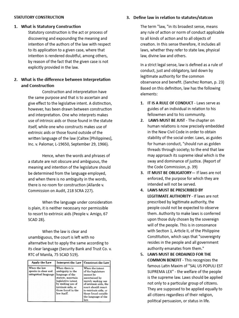 Statutory Construction | PDF