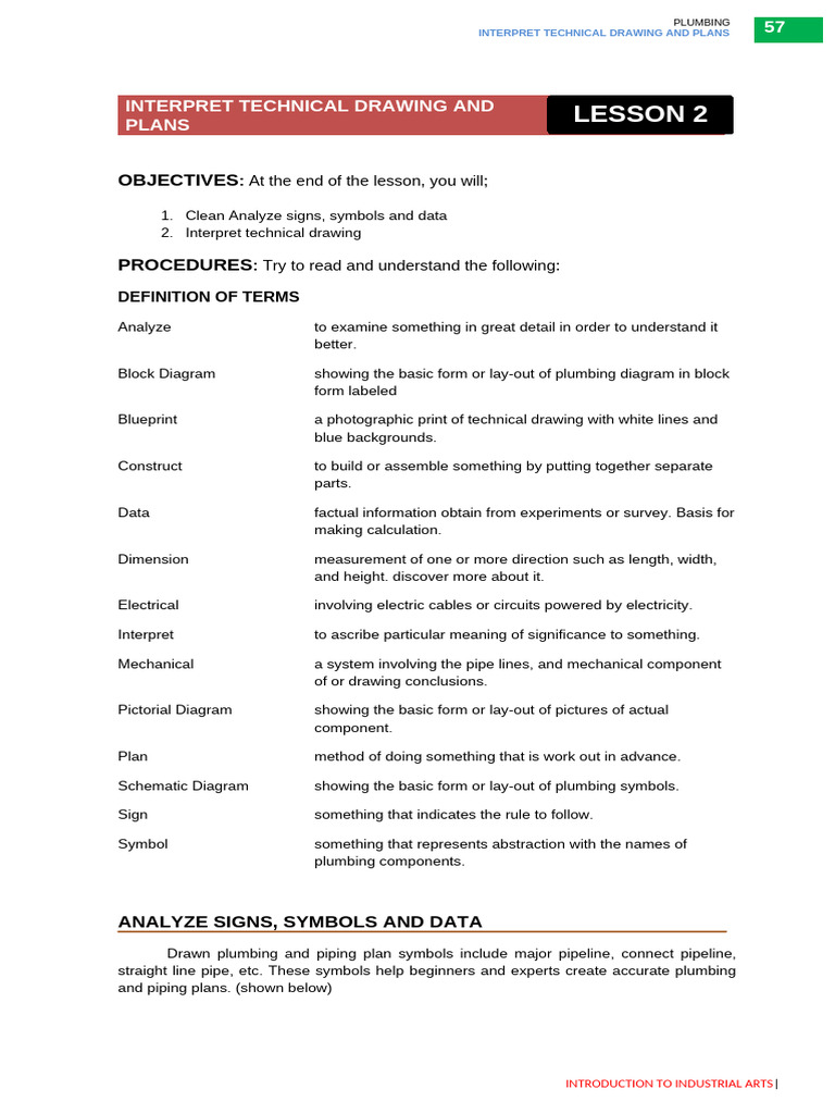 MODULE 2 - Lesson 2_INTERPRET TECHNICAL DRAWING AND PLANS | PDF