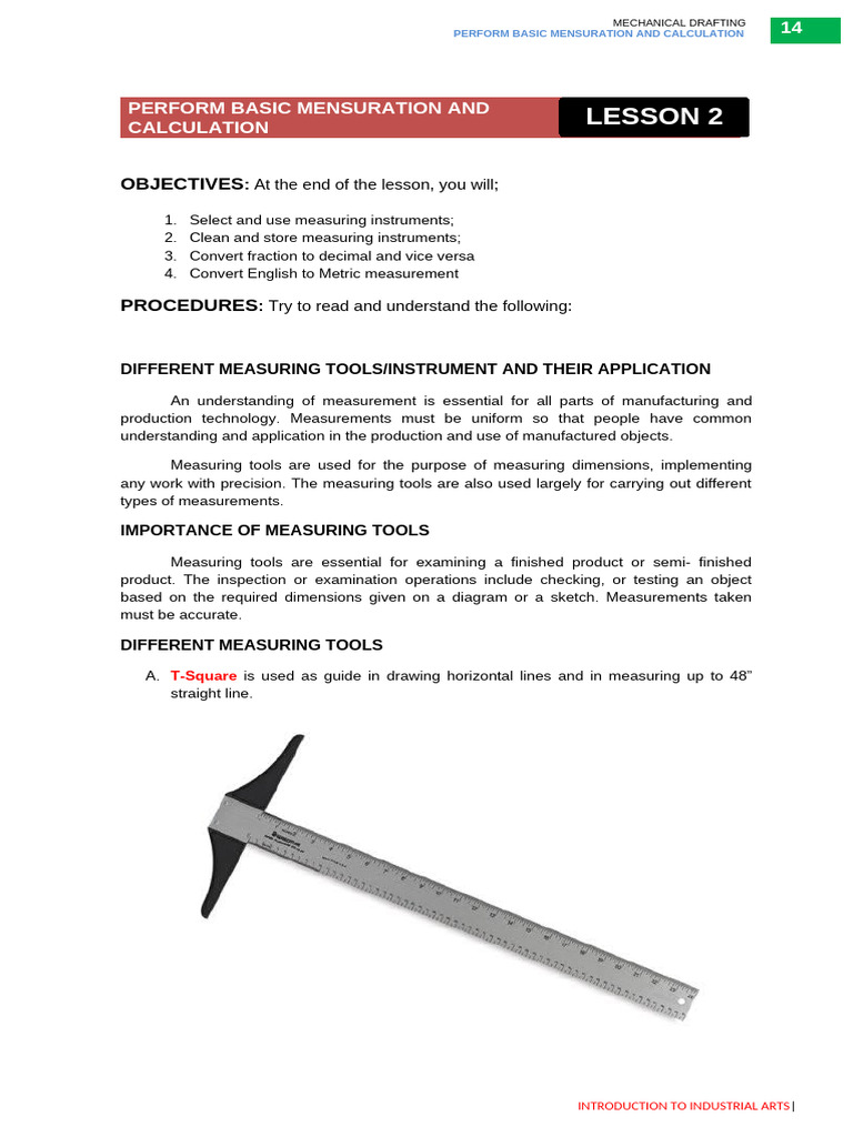 MODULE 1 - Lesson 2_Perform Basic Mensuration | PDF