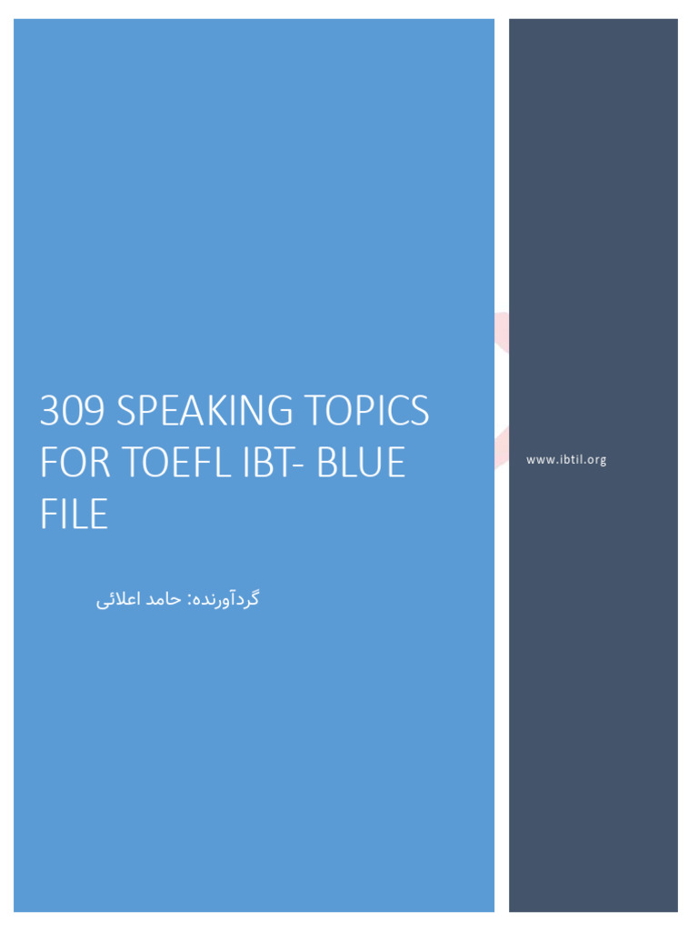 2024 - Speaking - Topics - For - Toefl - Ibt - Blue | PDF