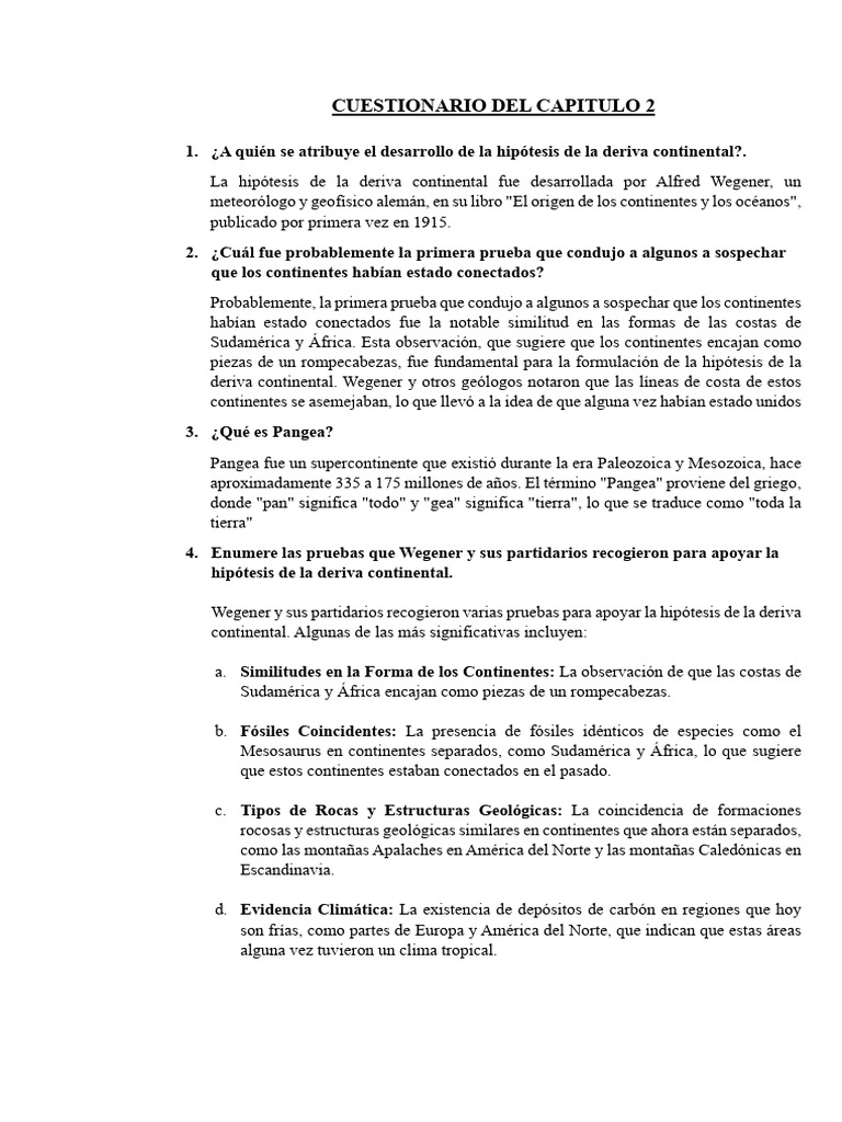 Cuestionario Cap 2 - Tectonica de Placas | PDF
