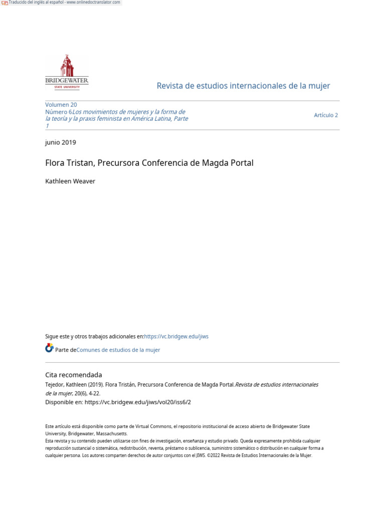 2019 REV Flora Tristan, PR Ristan, Precursor Lectur Ecursor Lecture by ...