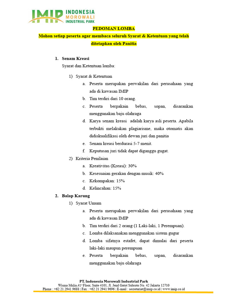 Draft. Pedoman Lomba Tradisional 2024 New | PDF