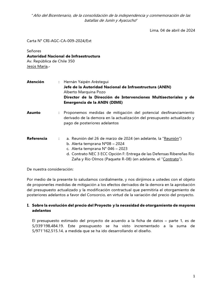 Carta #CRI-AGC-CA-009-2024-Ext | PDF