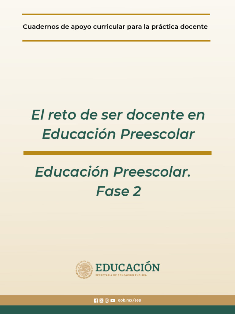 El Reto de Ser Docente en Educacion Preescolar | PDF