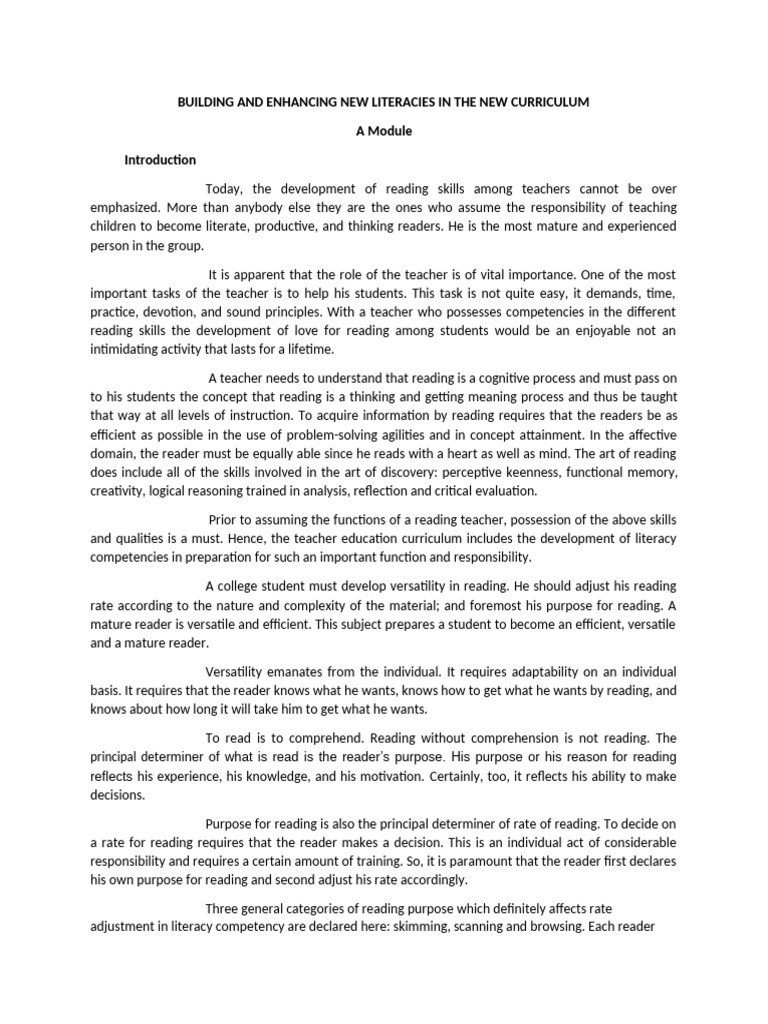 Building and Enhancing New Literacies in The New Curriculum | PDF