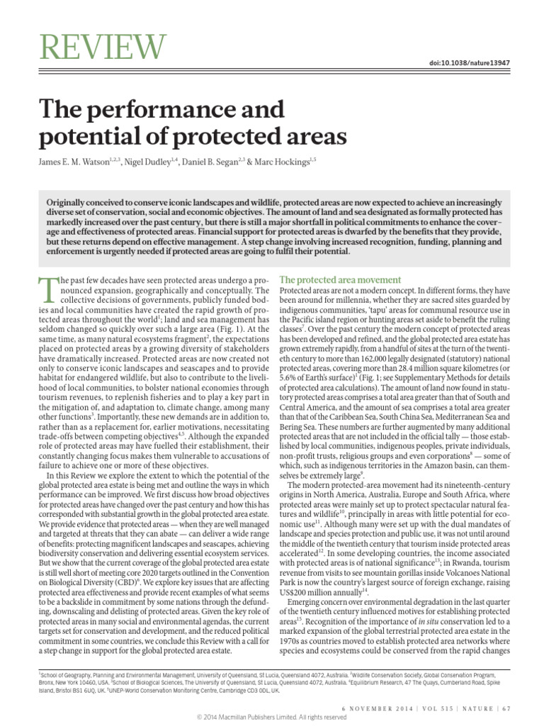 Enhancing Protected Area Effectiveness | PDF | Protected Area | Social ...