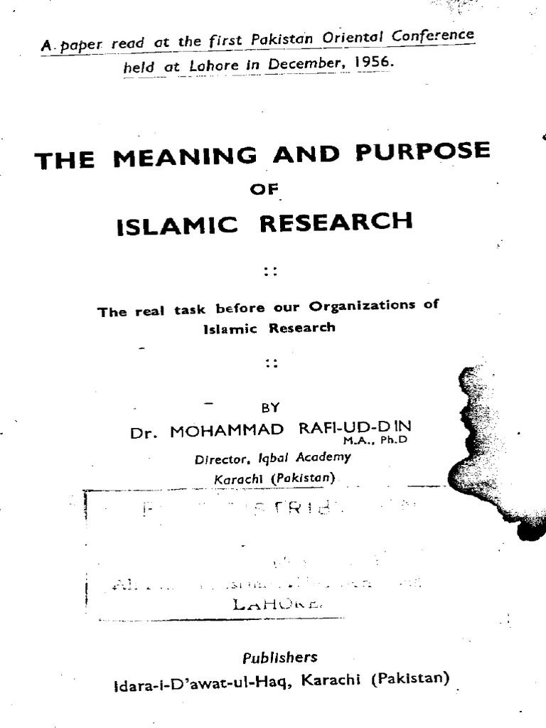 9 The Meaning and Purpose of Islamic Research | PDF