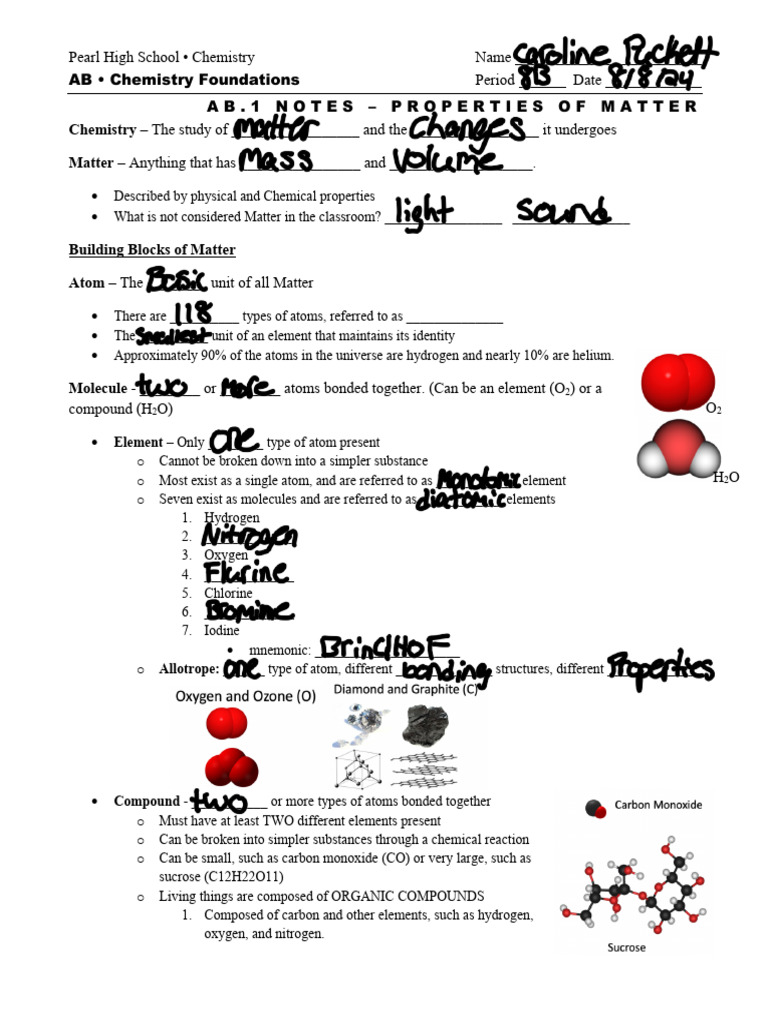Unit A:B-Properties of Matter | PDF