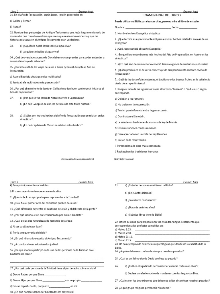 Examen Final Del Libro 2 | PDF