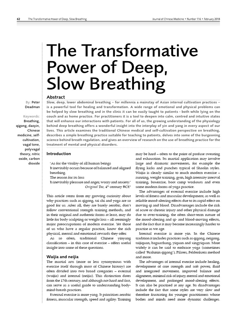 The Transformative Power of Deep Slow Breathing | PDF