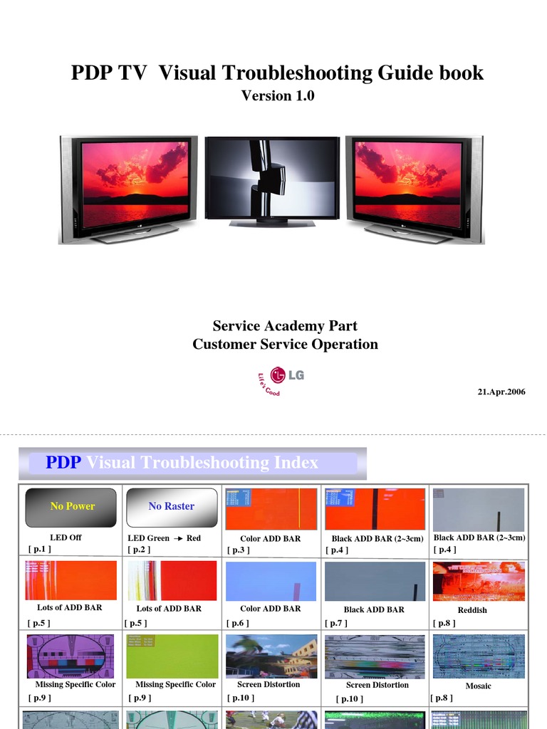 LG PDP TV Visual Troubleshooting Guide Book | PDF | Magenta | Power Supply