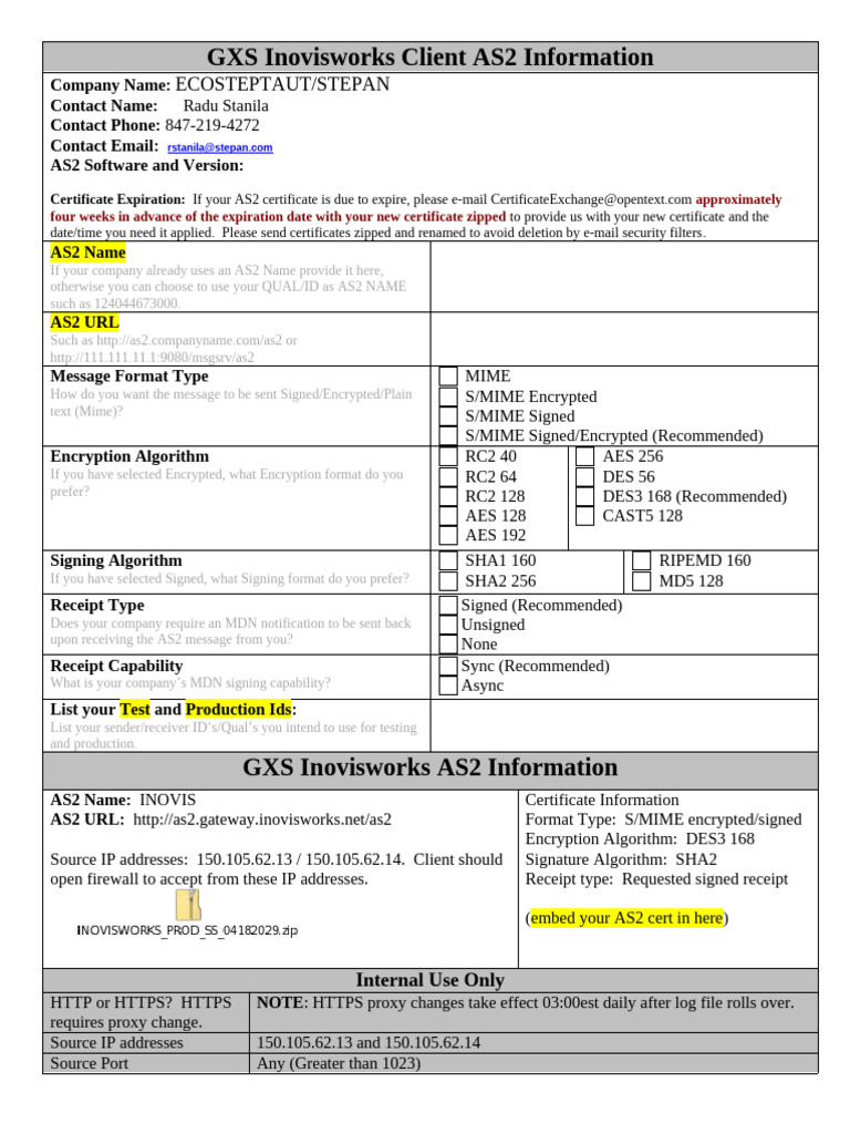 GXS Inovisworks - AS2 STEPAN | PDF