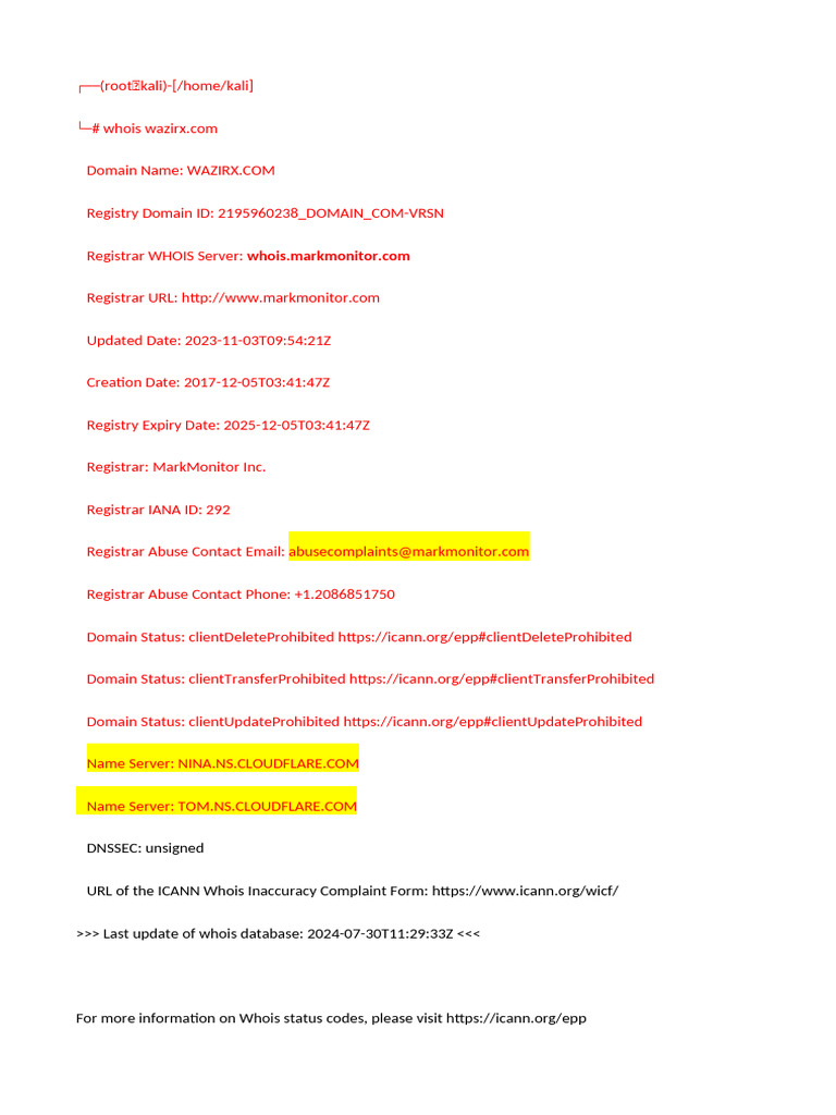 DNSSEC: Unsigned Last Update of Whois Database: 2024-07-30T11:29:33Z | PDF