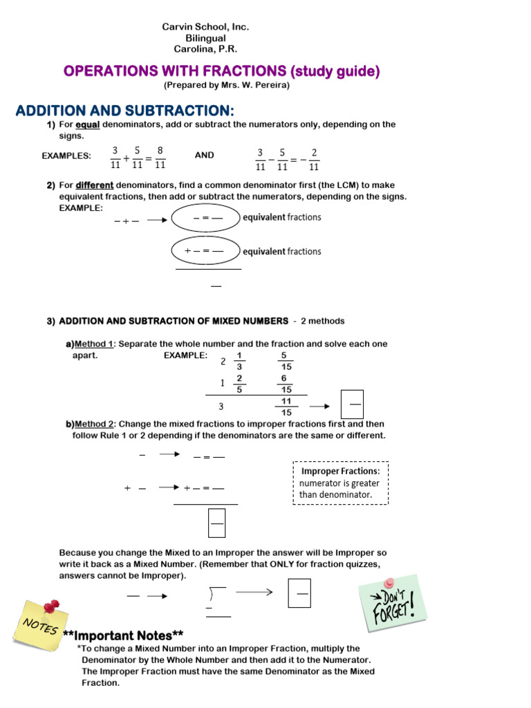 Operations With Fractions | PDF