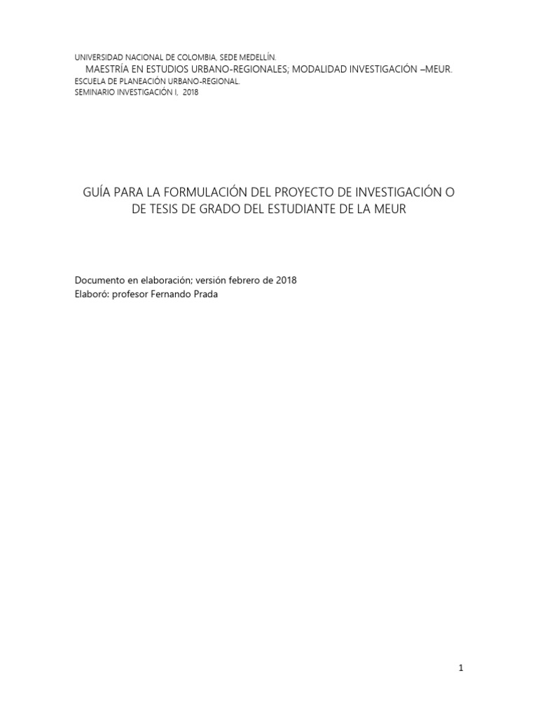 Guia X Formulación Proyectos de INV. | PDF