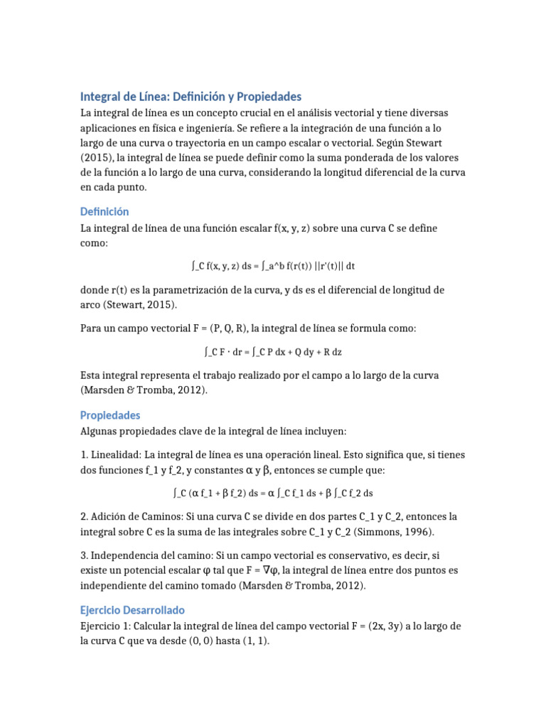 Integral de Linea | PDF | Integral | Métodos y materiales de enseñanza