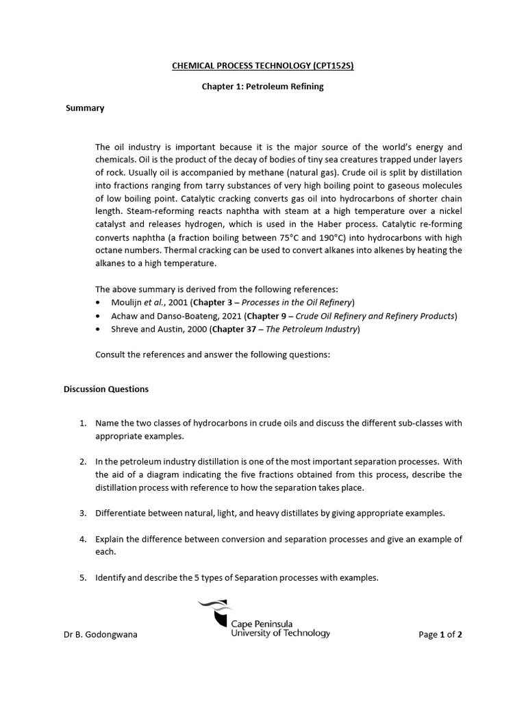 Chpt 1- Petroleum Refining | PDF