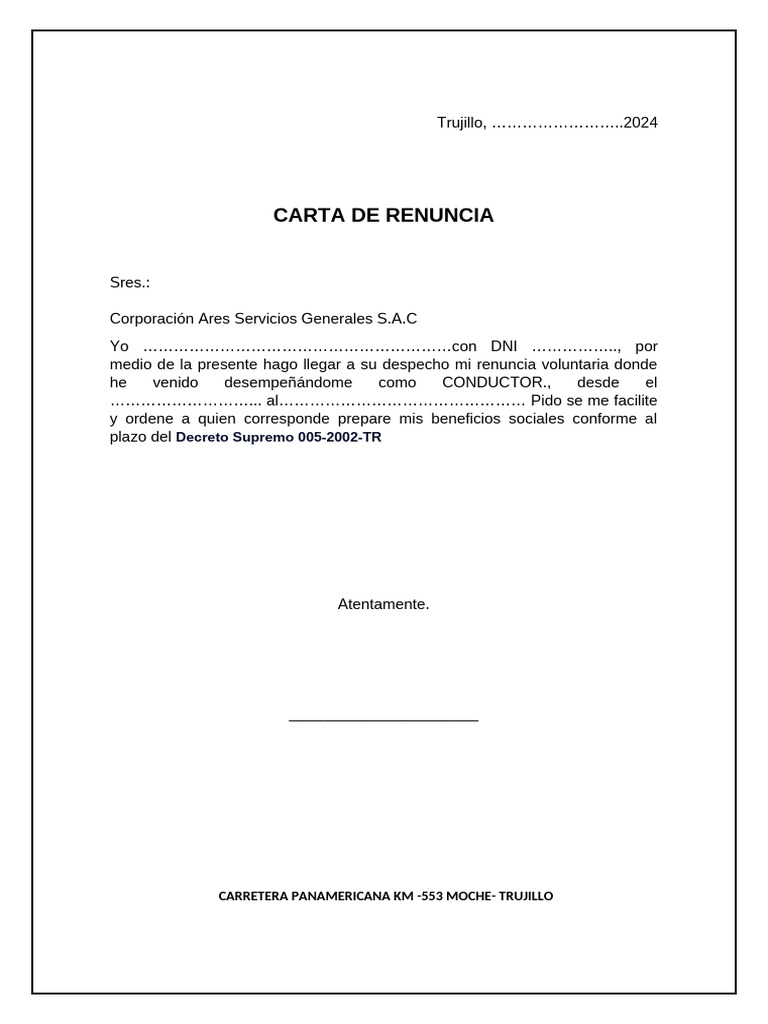 FORMATO RENUNCIA | PDF