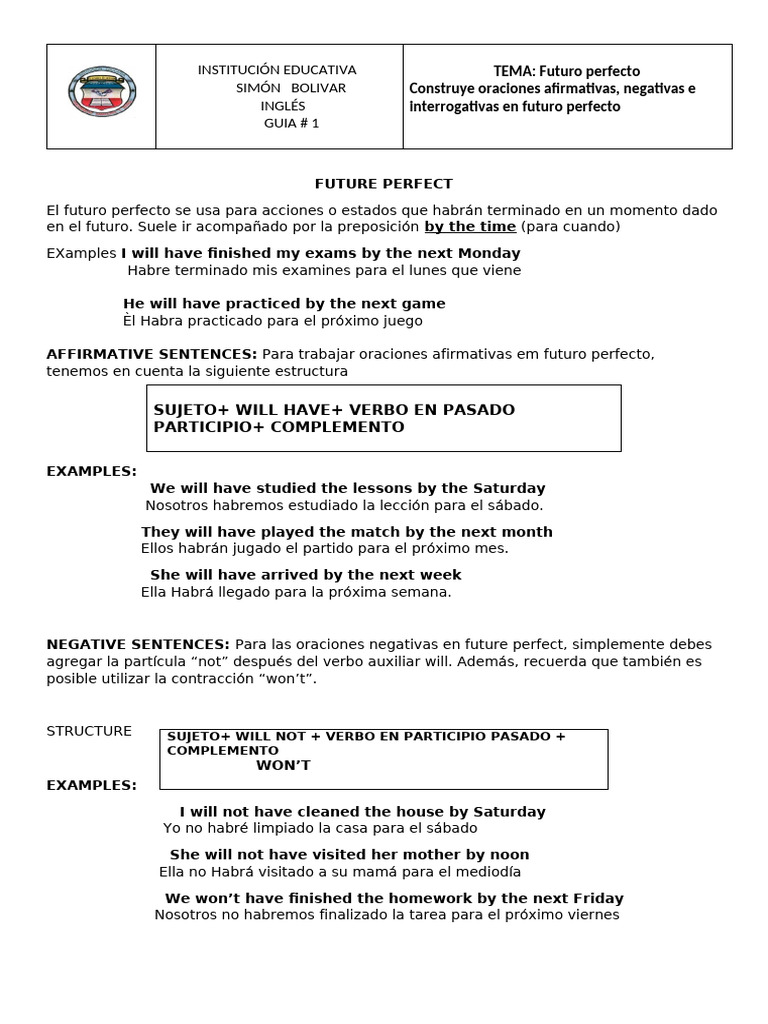 Futuro Perfecto | PDF | Unidades Semánticas | Morfología Lingüística