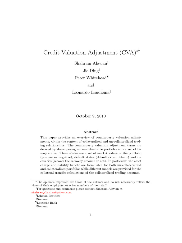 Introduction to CVA | PDF